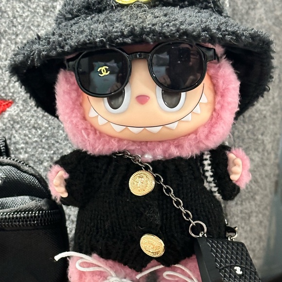 POP MART | Toys | Rarepink And Black Authentic Labubu With Fluffy Pink ...